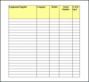 Tool Inventory Sheet Template Sample Bogiolo