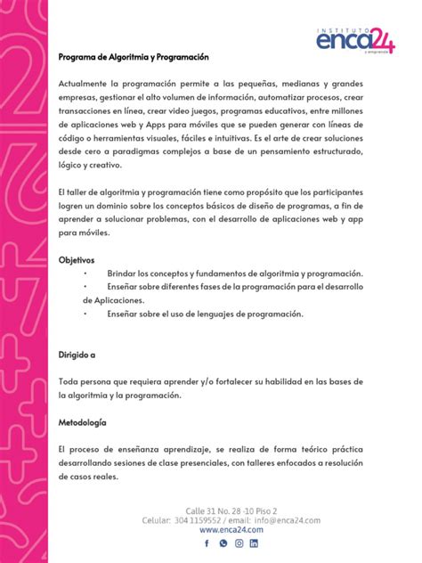 Contenido Programa Algoritmia Y Programación Pdf Programación