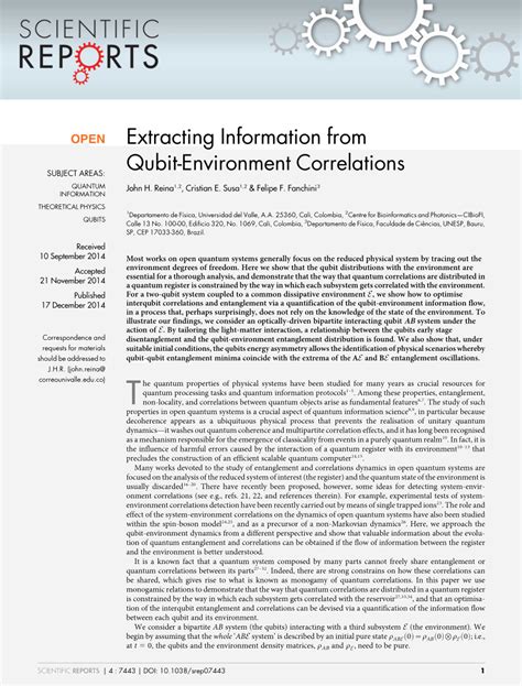 Pdf Extracting Information From Qubit Environment Correlations