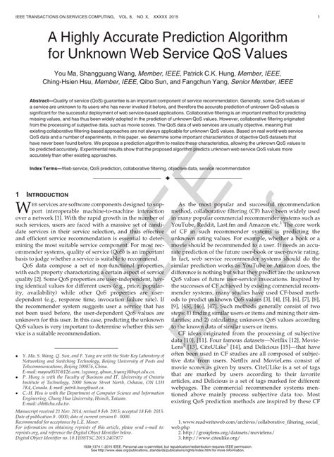 Pdf A Highly Accurate Prediction Algorithm For Unknown Web Service