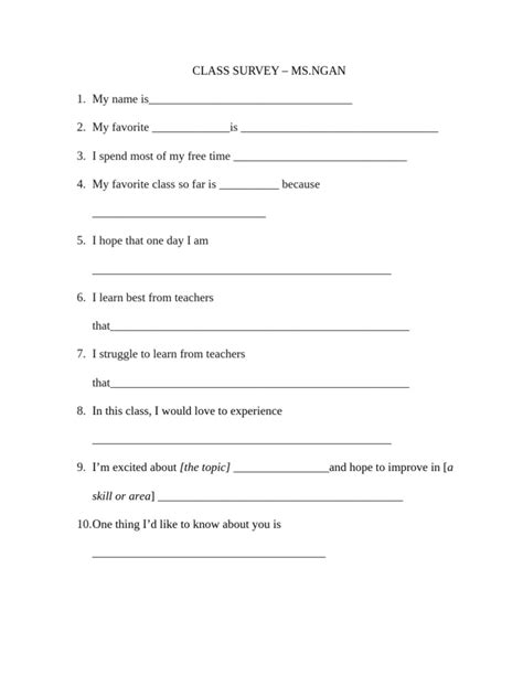 Class Survey Pdf