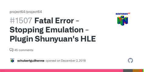 Fatal Error Stopping Emulation Plugin Shunyuans Hle · Issue 1507