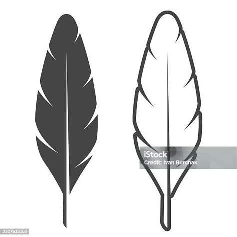 두 개의 직선 깃털 실루엣 및 윤곽선 흰색에 고립 된 플랫 벡터 일러스트 레이 션 가벼운에 대한 스톡 벡터 아트 및 기타 이미지 가벼운 검은색 곧은 Istock