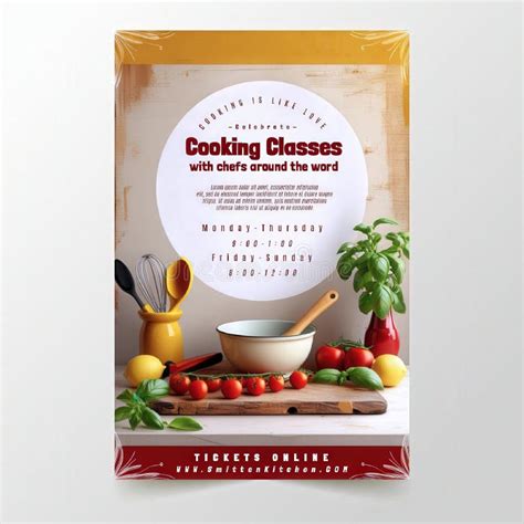 Cooking Classes Poster Template Restaurant Organic Food Banner Brochure Leaflet And