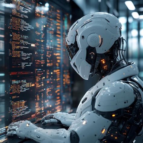 Robot Code Review Premium Ai Generated Image