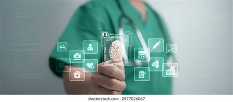 Biometric Fingerprint Technology Secure Authentication Modern Stock
