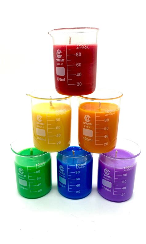 Lab Beaker Candle Soy Wax T Set Rainbow Science Candles Scientist