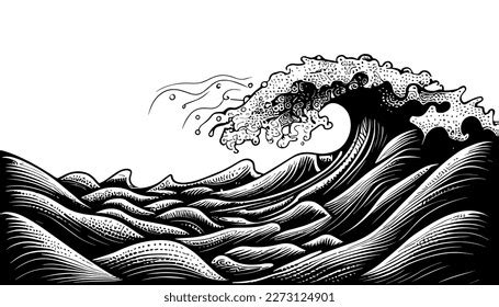 Waves Black And White Vector