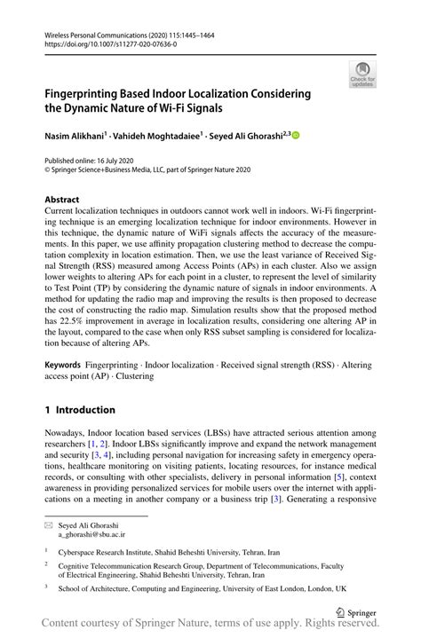 Fingerprinting Based Indoor Localization Considering The Dynamic Nature Of Wi Fi Signals
