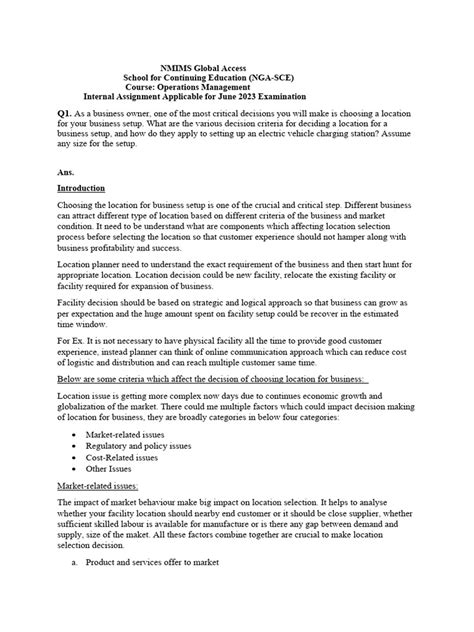 Assignment Answers Operations Management Pdf Inventory Labour