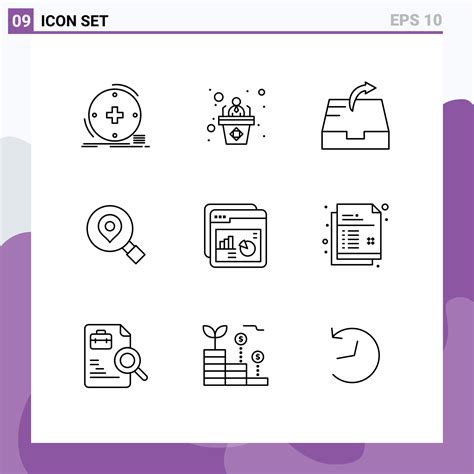 Set Of 9 Vector Outlines On Grid For Chart Location Speech Map Research