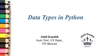 Python Data Types PPTX Programming Languages Computing