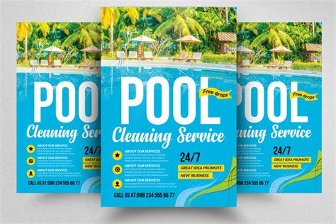 Pool Cleaning Service Flyer Template Flyer Templates ~ Creative Market