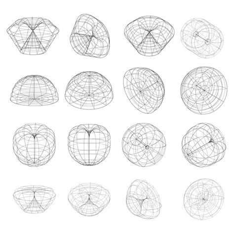 Premium Vector Set Of 3d Wireframe Objects Part 2 Collection Of 3d