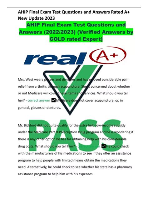 Ahip Final Exam Test Questions And Answers 2022 2023 Verified Answers By Gold Rated Expert