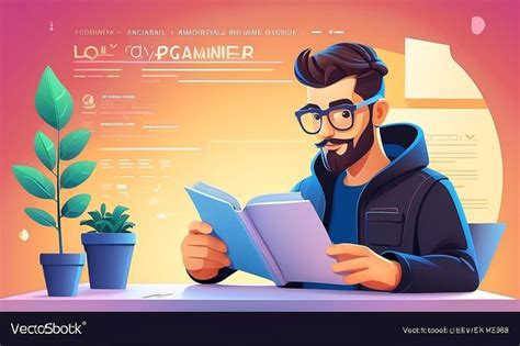 3d programmer book and coffee vector illustration developer hacker