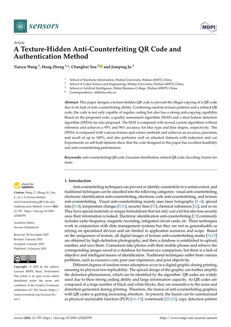 Pdf A Texture Hidden Anti Counterfeiting Qr Code And Authentication