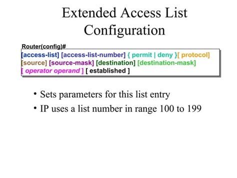 Configuraton Of Standard Access List And Extented Access Lis PPT