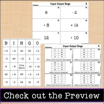 Input Output Tables Function Tables Math Bingo By Wanderful Learner