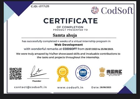 Samta Ahuja On Linkedin Webdevelopment Codsoftinternship Codsoft