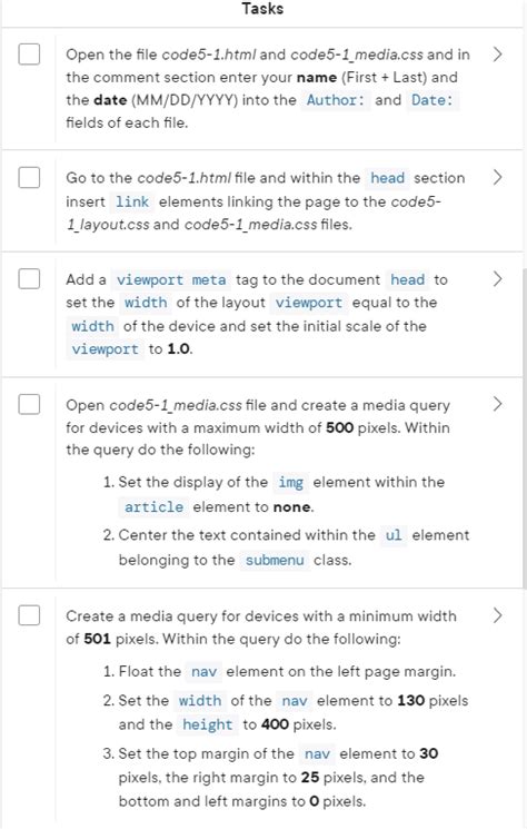 solved complete each task listed each task contains
