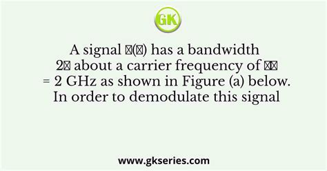 A signal 𝑥 𝑡 has a bandwidth 𝐵 about a carrier frequency of 𝑓𝑐 GHz as shown in Figure a