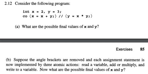 Solved 212 Consider The Following Program Int X 2 Y