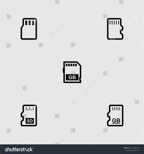 Memory Card Outline Icon Set Isolated Stock Vector Royalty Free Shutterstock