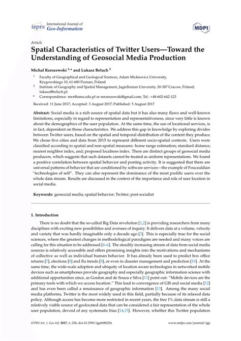 Pdf Spatial Characteristics Of Twitter Users—toward The Understanding