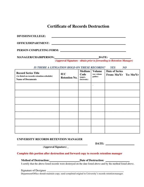Certificate Of Destruction Template Br