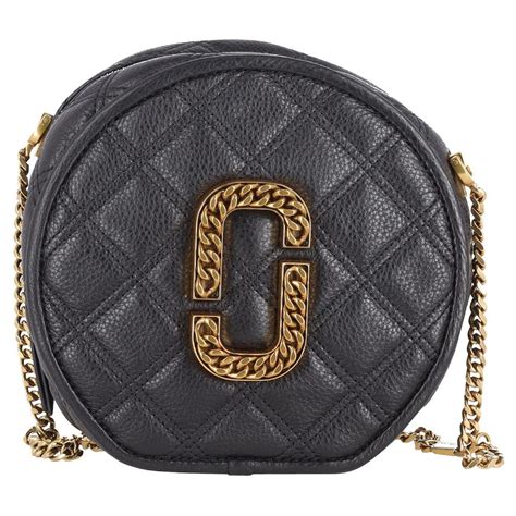 Marc Jacobs Status Quilted Round Crossbody Bag In Black Leather Ref