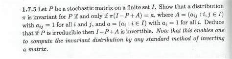solved let p be a stochastic matrix on a finite set i show