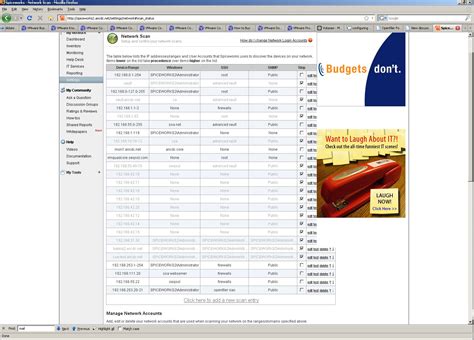 ads for spiceworks are blocking sections of the network scan control