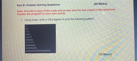 solved part iii problem solving questions [40 marks] note
