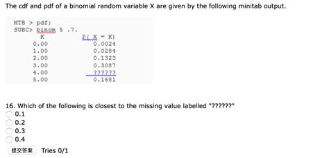 solved the cdf and pdf of a binomial random variable x are