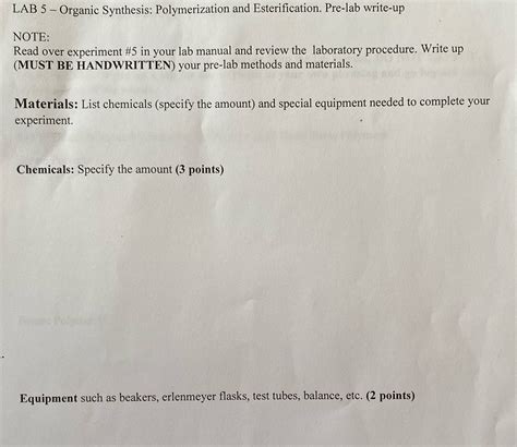 Lab 5 Organic Synthesis Polymerization And Esterification