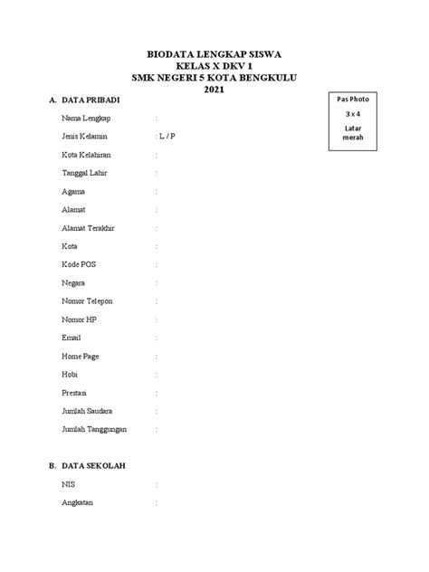 Biodata Siswa Pdf