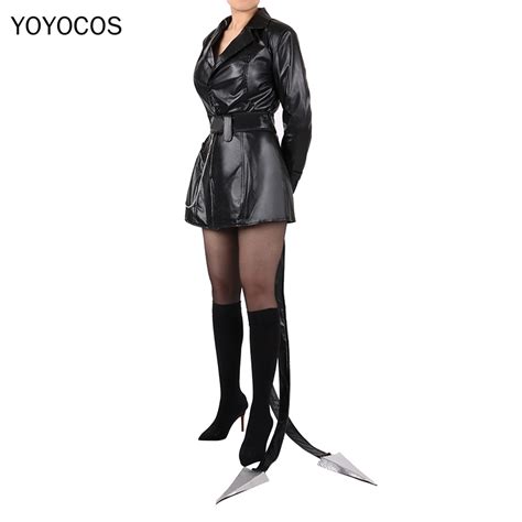 Kda Evelynn Cosplay Costume Sexy Leather Trench Lol Baddest Game