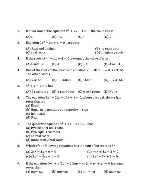 Quadratic Equation Worksheet Pdf Quadratic Equation Zero Of A