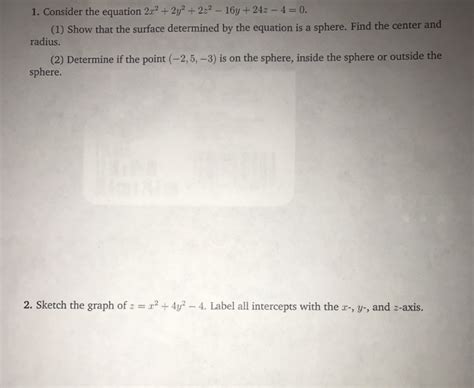 solved consider the equation 2x 2 2y 2 2z 2 16y 24z