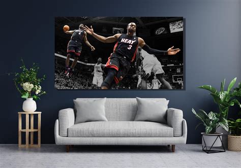 Lebron James And Dwayne Wade Iconic Moment Lebron James Dunk Ready To Hang Canvas Wall Art Dwayne