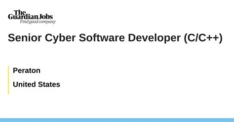 senior cyber software developer c c job with peraton 9358687
