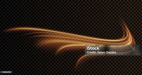 투명한 배경에 빛나는 금 물결 모양의 빛의 선 금 빛 전기 빛 가벼운 효과 재고 로열티 무료 벡터 일러스트레이션 Png 빛에 대한 스톡 벡터 아트 및 기타 이미지 Istock