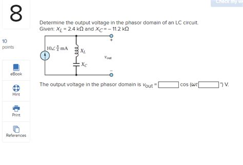 solved determine the output voltage in the phasor domain of