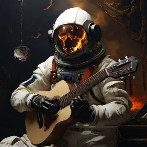 Premium Photo Astronaut Sad Playing Guitar In The Style Of Last Of Us