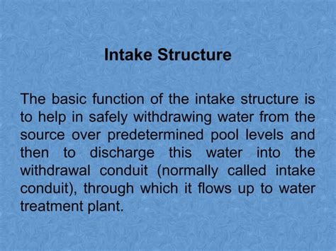 Intake Structures Introduction Ppt