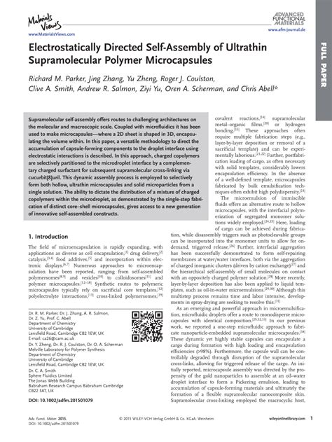 Pdf Electrostatically Directed Self Assembly Of Ultrathin