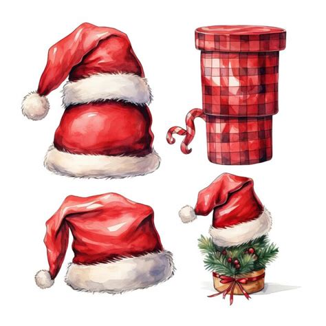 Premium Vector Set Of Christmas Assets Vector Watercolor White Backgr