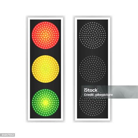 도 신호등 벡터입니다 현실적인 Led 패널입니다 시퀀스 조명 빨강 노랑 녹색 이동 대기 중지 신호 흰색 배경에 고립 Led 조명에 대한 스톡 벡터 아트 및 기타 이미지