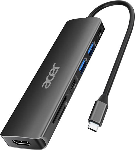 Acer USB C Hub 7 In 1 USB C To HDMI Adapter 4K 60Hz 2 5Gbps USB 3 0 Type C Data Port 100W